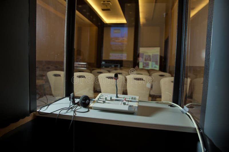 Translator Room . Translators Cubicle . Interpreting - Microphone And ...