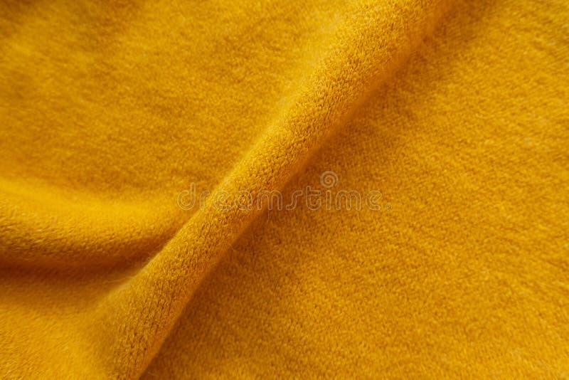 Soft Fold on Amber Yellow Woolen Fabric Stock Photo - Image of folds ...