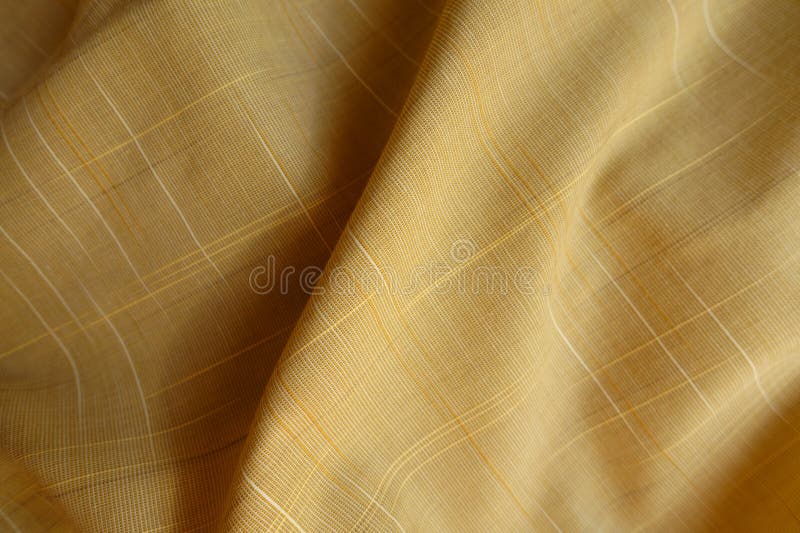 Soft Fold on Sand Yellow Checkered Cotton Fabric Stock Photo - Image of ...