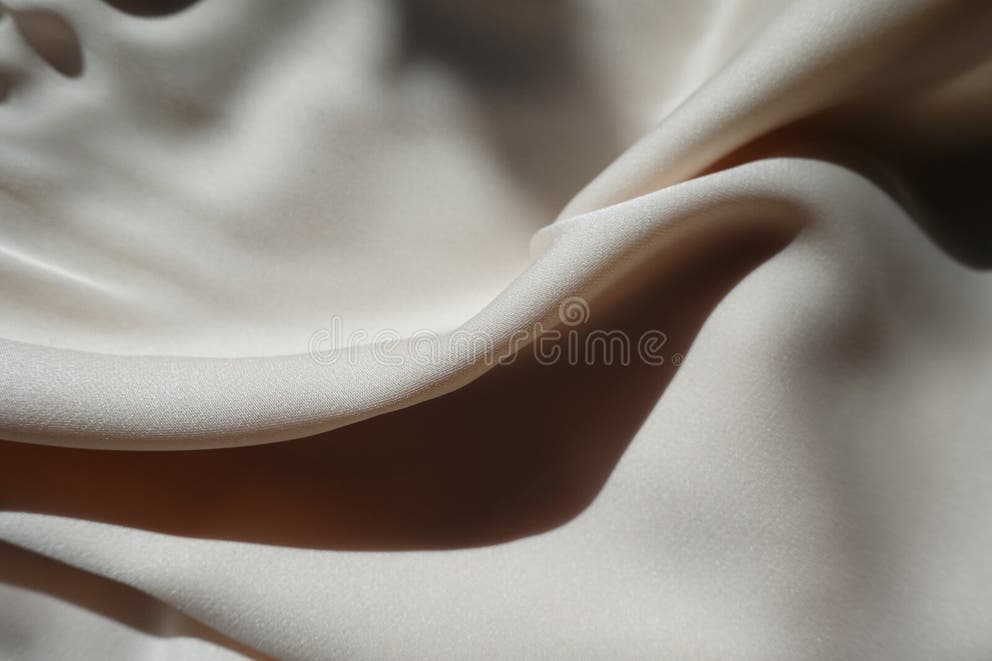 Soft Fold on Light Beige Rayon Fabric Stock Image - Image of closeup ...