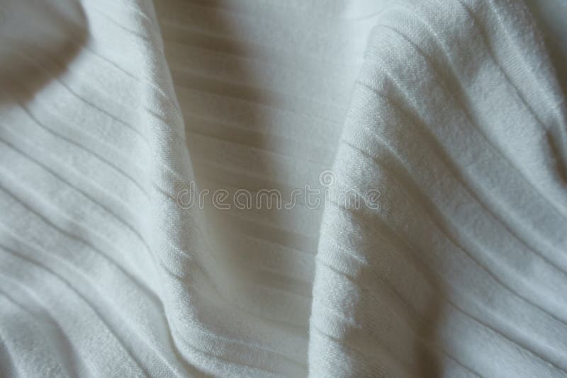 Soft Folds on White Cotton Ribbed Fabric Stock Photo - Image of stripes ...