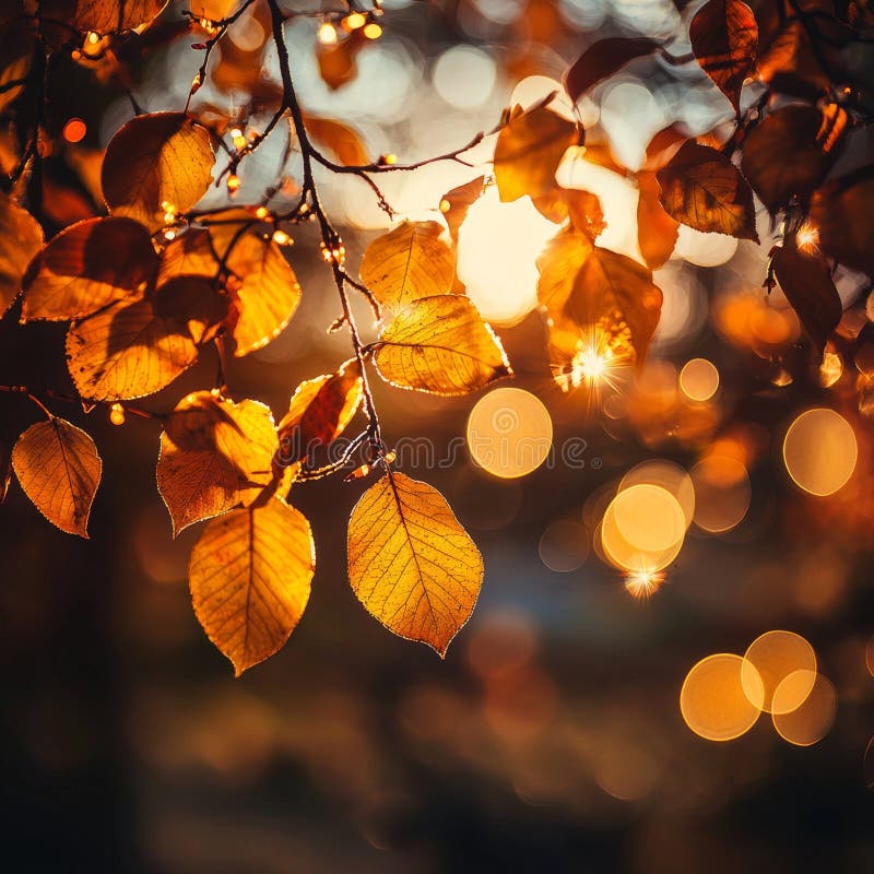 Soft Foliage and Warm Lights Create a Dreamy Bokeh Effect. Stock Image ...