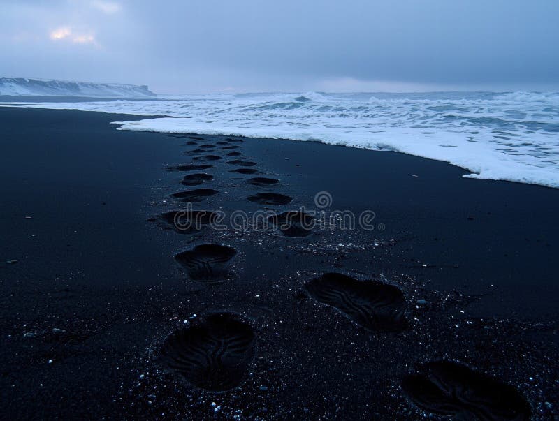 Soft Footprints Marking the Sand on a Beach with Gentle Waves Lapping ...