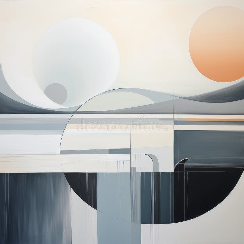 Soft Geometry: Abstract Painting of Waves and Sun in Sci-fi Landscapes ...