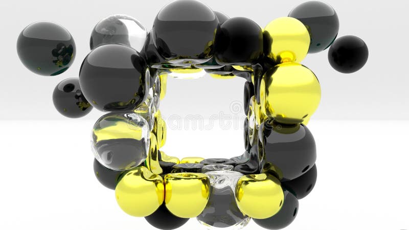 Soft Glass Metal Spheres Balls Collide on White 3d Stock Illustration ...