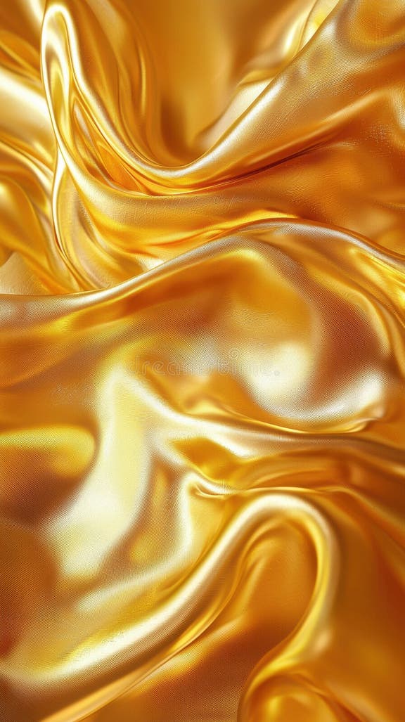 Soft and Glossy Golden Silk Fabric with Smooth Textures and Waves Stock ...