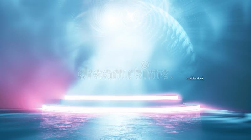 Soft Glow Abstract White Stage Background with Circular Neon Glow Stock ...