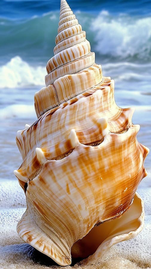 A Soft Glow Emanates from the Seashell As it Rests on the Beach, with ...