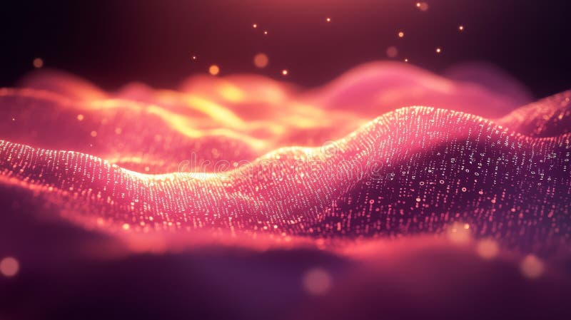 Soft Glowing Background with Streams of Binary Data in Subtle Wave ...