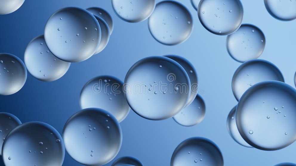 Soft Glowing Bubbles on Minimal Blue Surface. Abstract Texture for Use ...