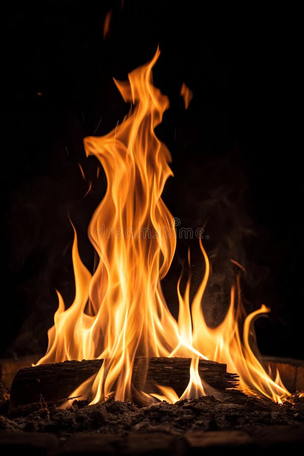 Soft Glowing Fire Radiating Warmth and Light Against a Dark Background ...