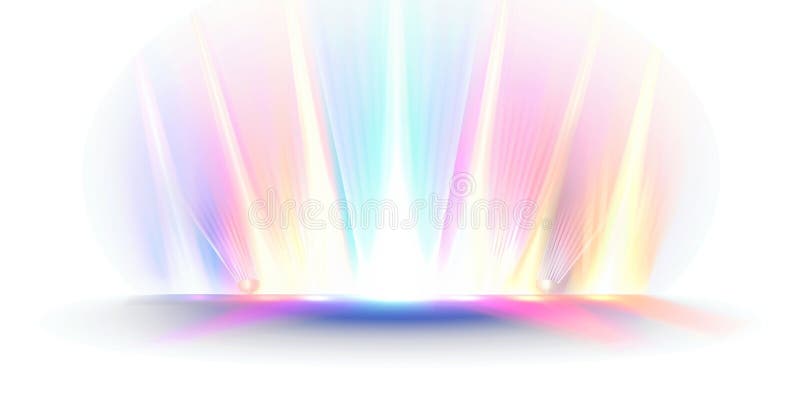 A Soft, Glowing Light Beam on a White Background with Rainbow Colors ...