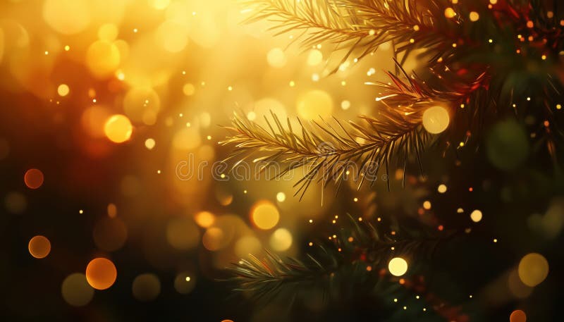 Soft Glowing Lights and Bokeh Effects in Blurred Christmas Tree ...