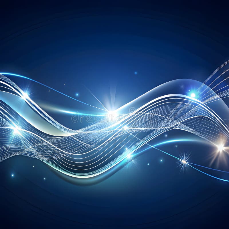 Soft Glowing Silver Wave Lines Over Deep Space-blue Gradient Stock ...