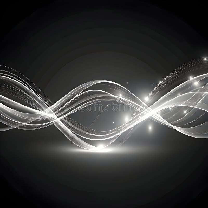 Soft Glowing White Wave Lines Flowing Over Deep Charcoal Background ...