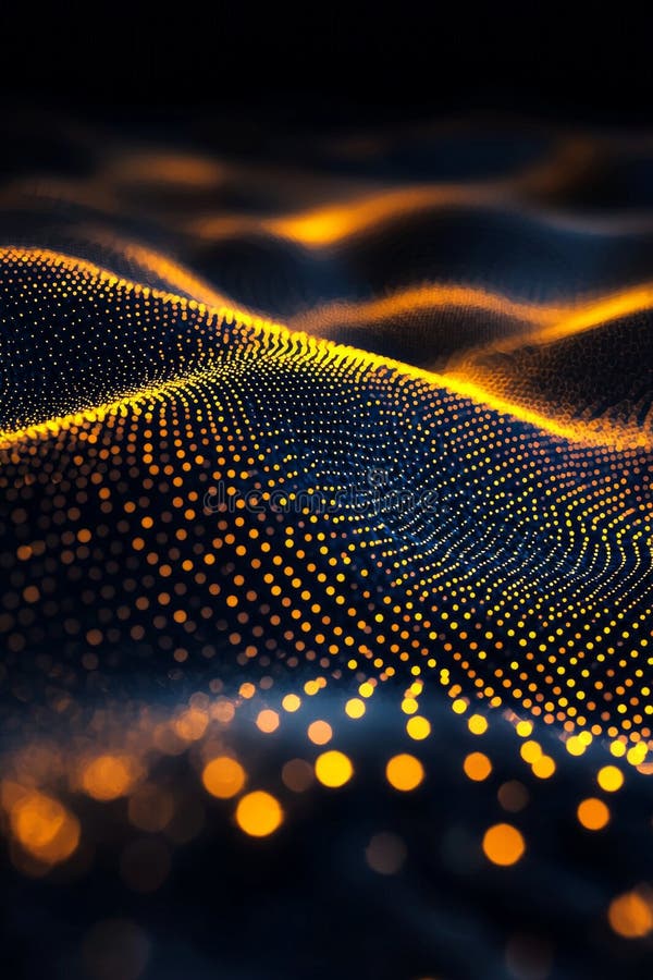 Soft Glowing Yellow Particles Drift Across a Dark Backdrop, Forming a ...