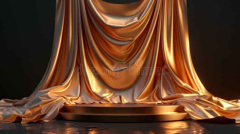 Luxury Gold Fabric Draped on Podium in Elegant Display Stock Image ...
