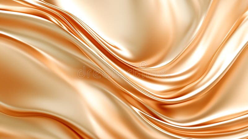 Soft Golden Fabric Flowing Elegantly in Wave-like Patterns, Showcasing ...