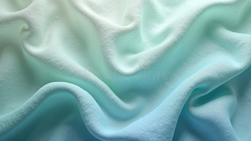 Soft Gradient Fabric with Gentle Folds and Light Blue-green Hue Stock ...