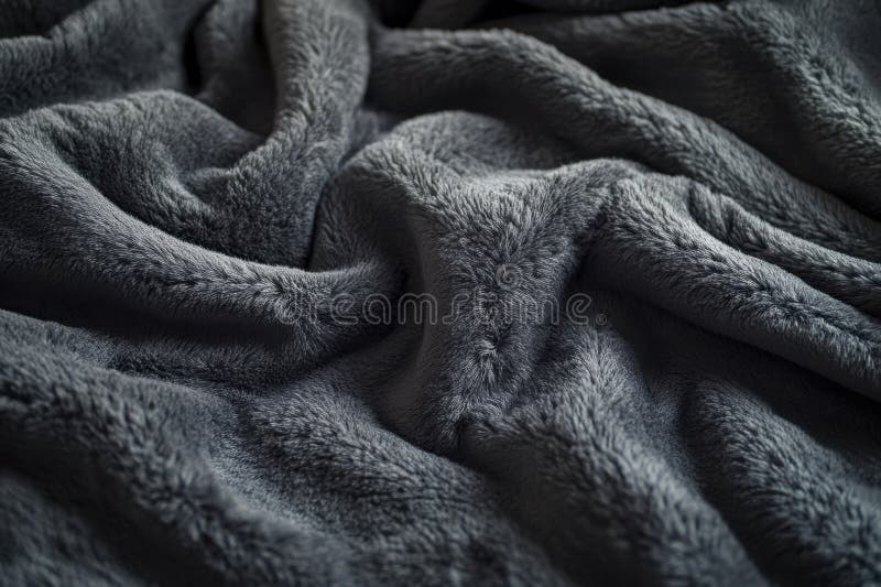 Soft Gray Blanket Draped on a Surface with Gentle Folds and Plush ...