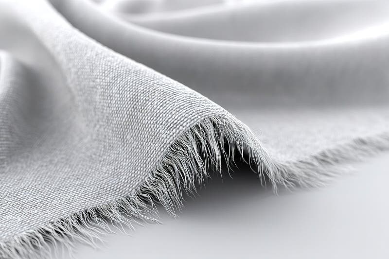 Soft Gray Fabric Draping Elegantly with a Delicate Texture and Fringed ...
