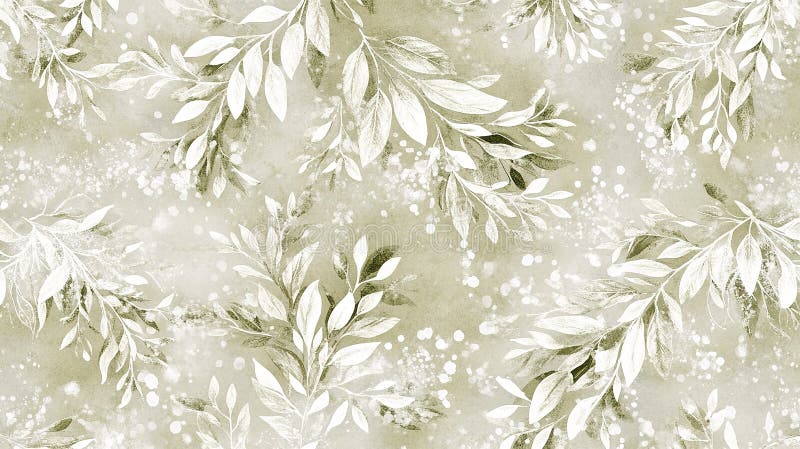 Soft Green Botanical Pattern Featuring Delicate Leaves and Subtle ...