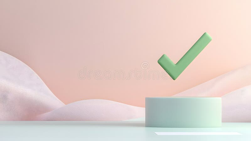 Soft Green Checkmark Symbol with Shadow Effect on Minimalist Background ...