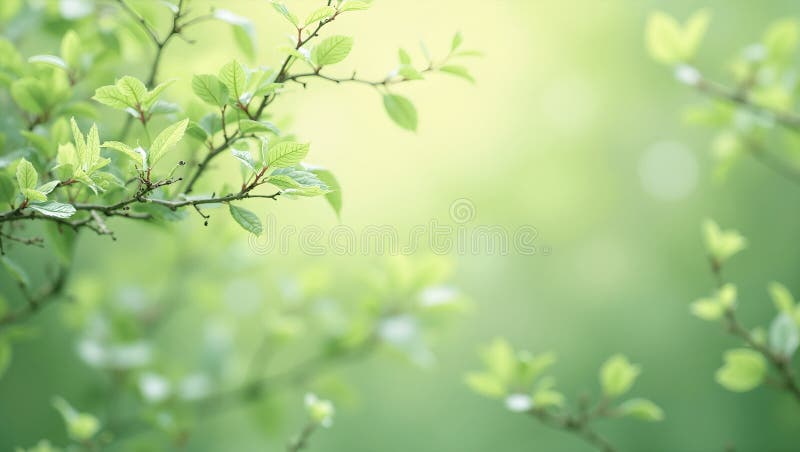 Soft Green Cherry Blossom Leaves Create Airy Texture Perfect for Spring ...