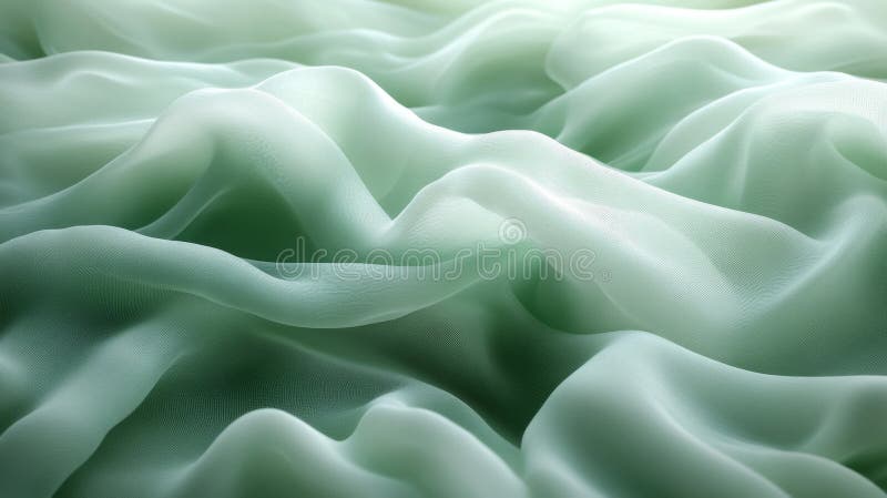 Soft Green Fabric Drapes Gently, Creating Elegant Waves and Textures in ...