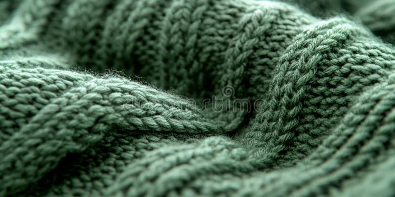 Soft Green Knit Fabric with Textured Patterns, Captured in a Macro View ...