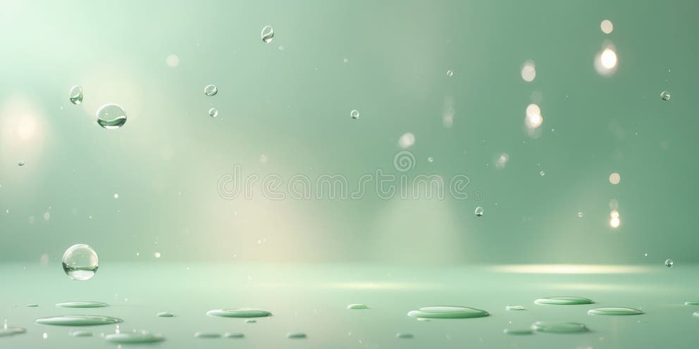 Soft Green Pastel Gradient Background with Light Refraction and Water ...