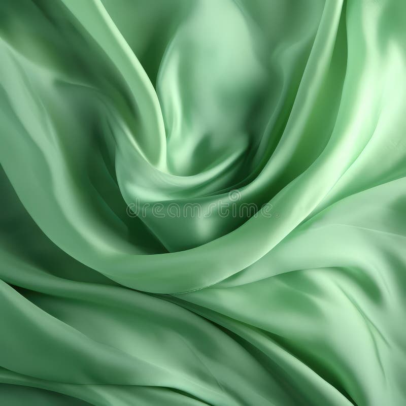 Soft Green Silk Fabric Draped Elegantly on a Surface Stock Illustration ...