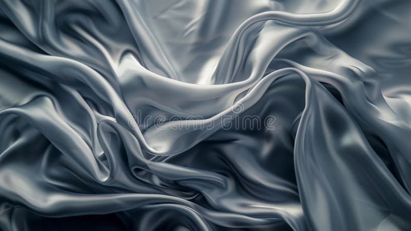 Soft Grey Silk Satin Fabrics are Gracefully Floating, Revealing Their ...