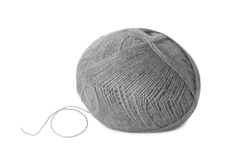 Soft Grey Woolen Yarn Isolated on White Stock Photo - Image of fiber ...