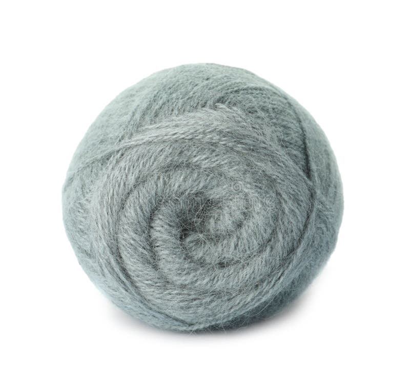 Soft Grey Woolen Yarn Isolated on White Stock Photo - Image of clew ...