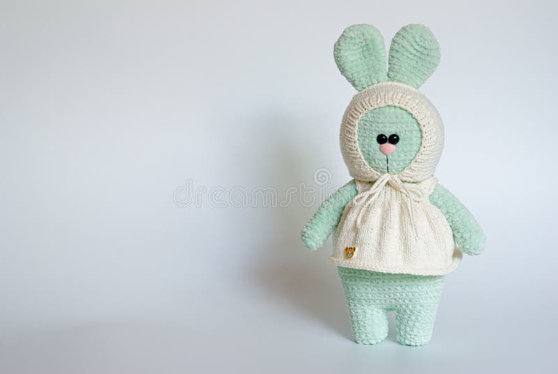 Soft Handmade Toy Knitted from Plush Thread Bunny Stock Image - Image ...