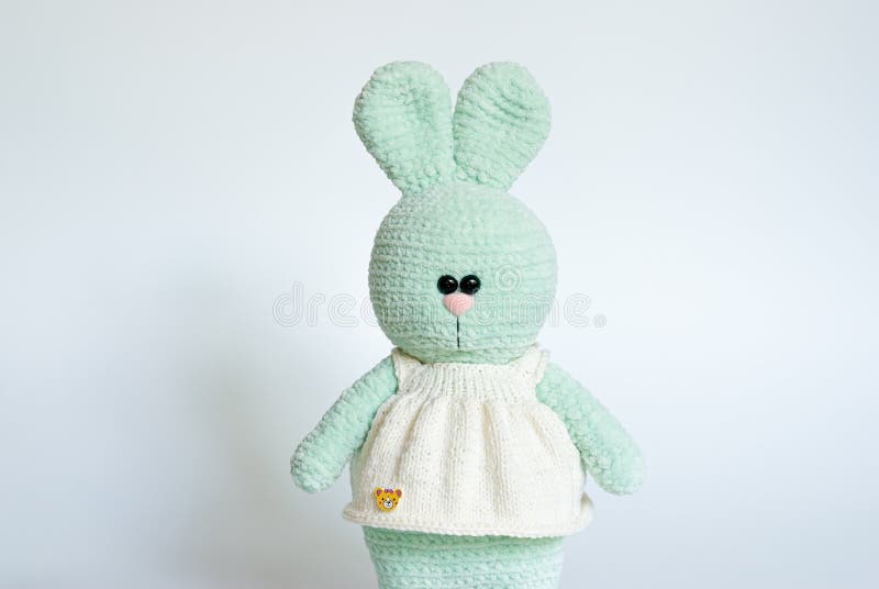 Soft Handmade Toy Knitted from Plush Thread Bunny Stock Image - Image ...