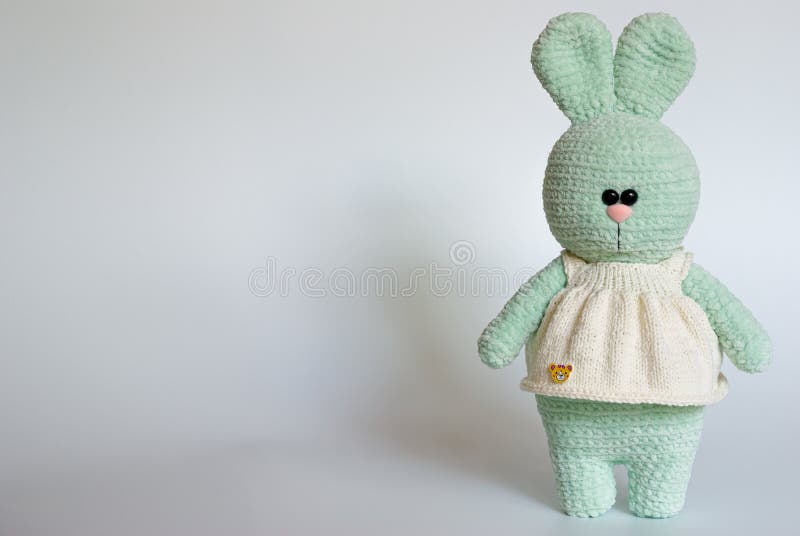 Soft Handmade Toy Knitted from Plush Thread Bunny Stock Image - Image ...