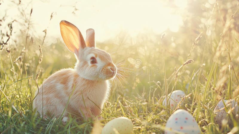 A Soft and Heartwarming Image of a Real Bunny Sitting on Green Grass ...