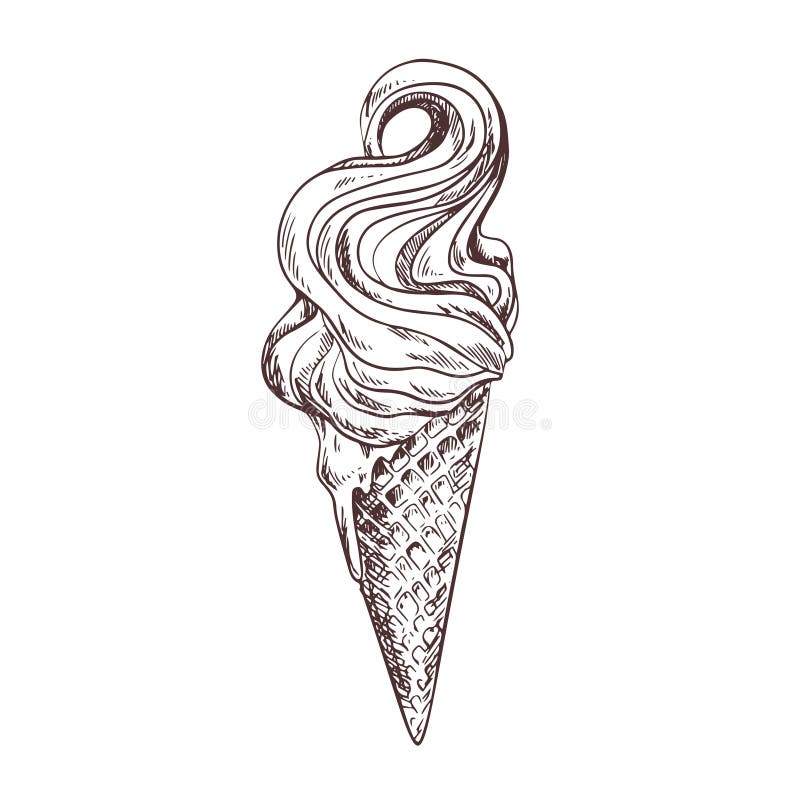 Soft Ice Cream In Waffle Cone Stock Vector Illustration Of Cone Diet