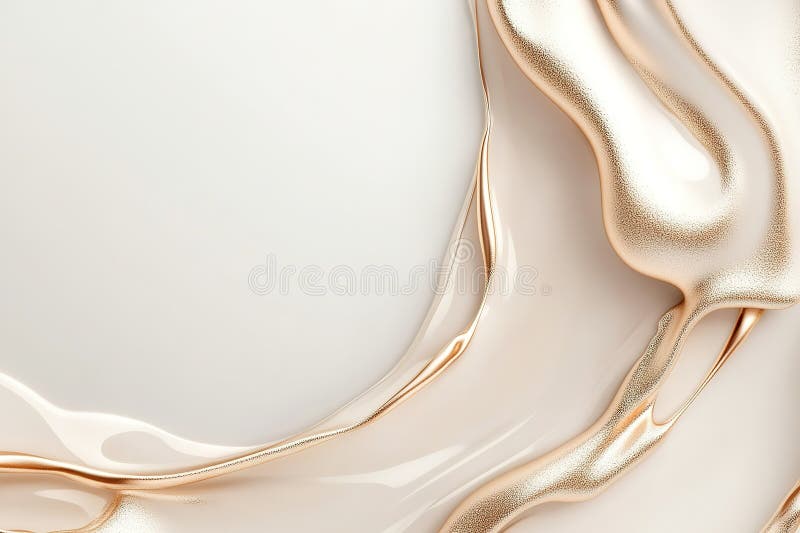 Soft Ink Swirls in Beige and Metallic Gold Flow Gracefully, Creating an ...