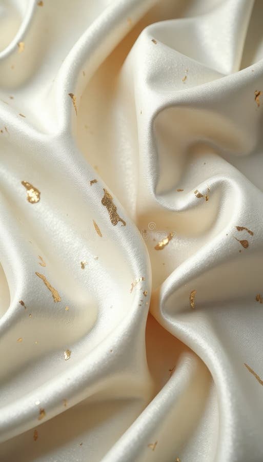 Soft Ivory Fabric with Gold Leaf Detailing, Elegant Texture , Premium ...