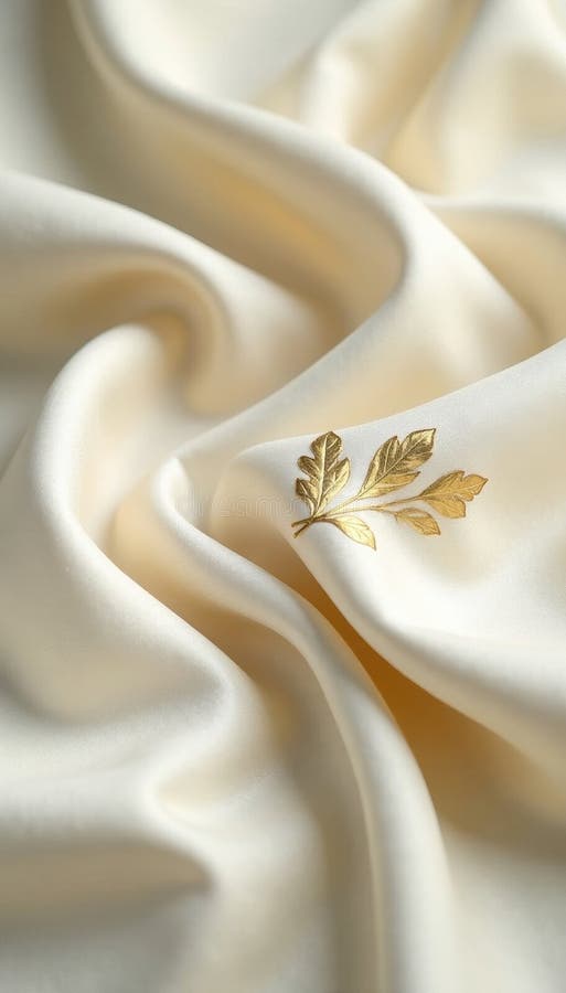 Soft Ivory Fabric with Gold Leaf Detailing, Elegant Texture , Wedding ...