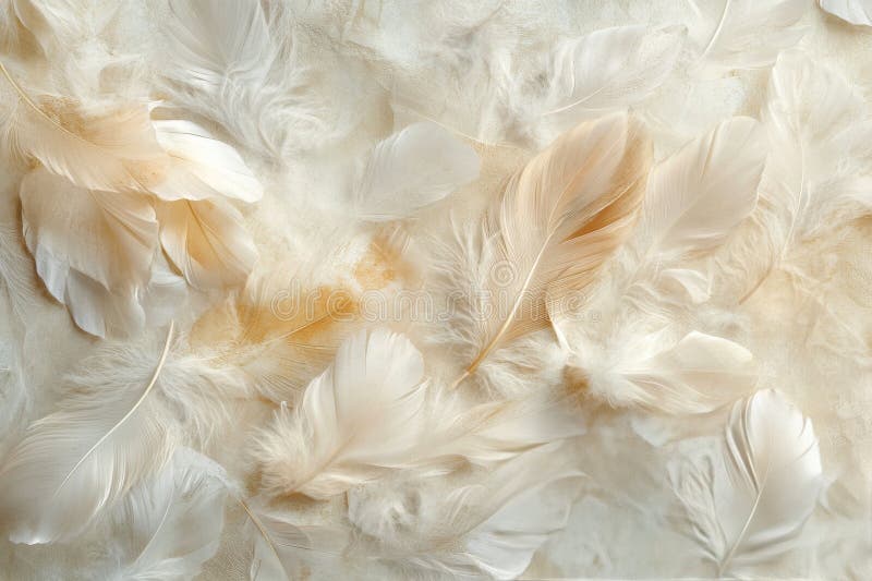 Soft Ivory Feathers Layered Delicately on a Muted Background Creating a ...