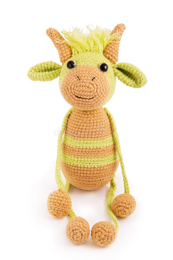 Soft Knitted Toy Bull on a White Background Stock Photo - Image of ...