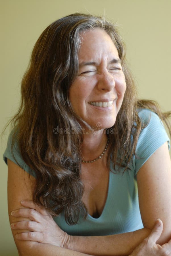 Soft Laughing Natural Woman Stock Photo - Image of white, focus: 4309848