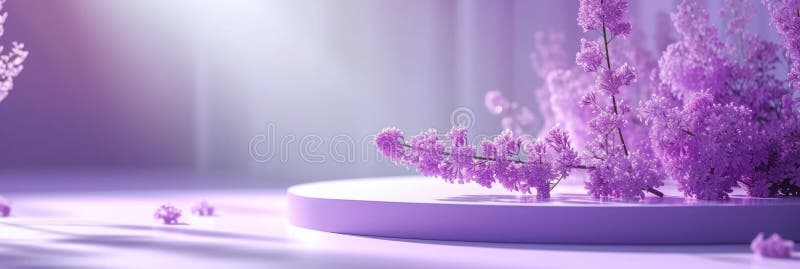 Soft Lavender Flowers Gently Cascade Over the Edge of a Circular ...