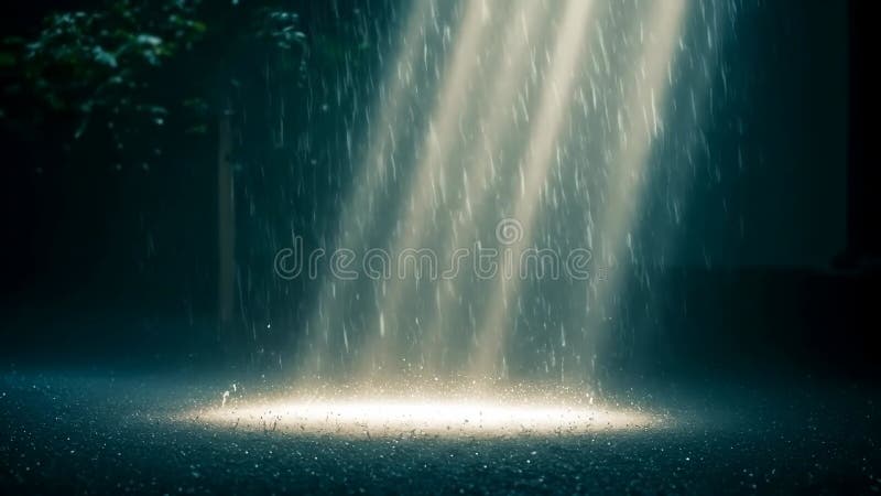 Soft Light Beam Shining through Mist in a Dark Forest Setting Stock ...