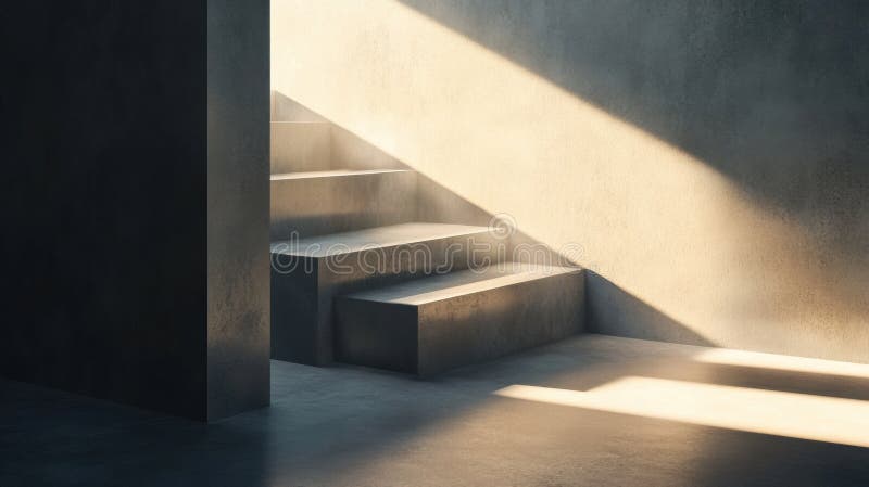 Soft Light Beams Cascade Down the Staircase, Creating a Serene ...