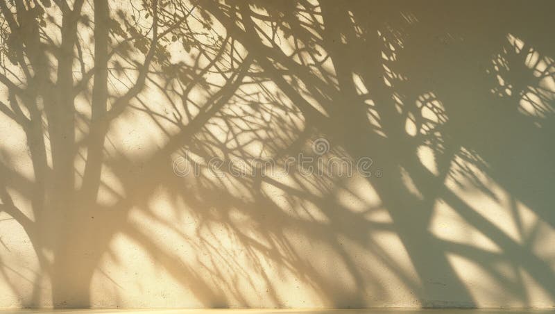 Soft Light on Beige Wall with Tree Branch Shadows Stock Image - Image ...